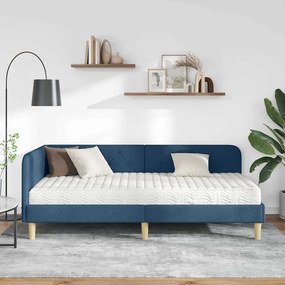 Rohový rám postele Modrá 100 x 200 cm textil 3394132