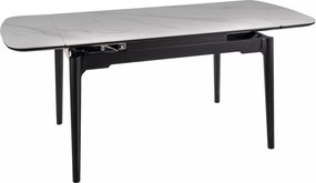 Jídelní rozkládací stůl Sento 120/180 cm keramika bílý mramor/černý