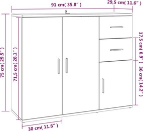 vidaXL Příborník 91 x 29,5 x 75 cm, konstrukční dřevo [823275] Barva: dub sonoma