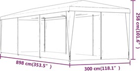 Party stan s 8 síťovanými bočnicemi modrý 3 x 9 m HDPE 319242