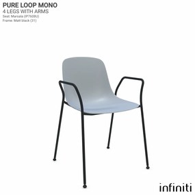 Židle Pure Loop Mono s opěradly Barva kovové konstrukce: Matt black 31, Barva sedáku a opěradla z recyklovaného plastu: Almond grey IP421C