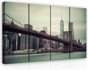 Obraz 120x80 New York Brooklynský most panorama mrakodrapy řeka