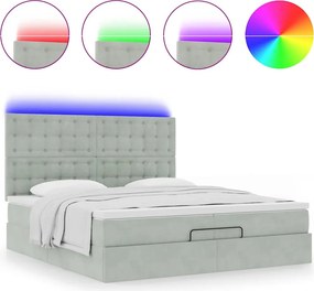 Osmanský rám postele s matracíes světle šedá 200x200cm samet 3314486