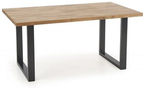 Jídelní stůl RADUS –⁠ 160x90x76, masivní dub/kov, černý