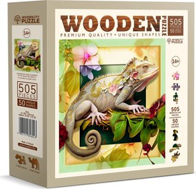 Wooden city dřevěné puzzle - chameleon a květiny 505 dílků