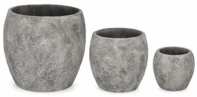 BIZZOTTO Set 3 kulatých květináčů MEILI šedá 0790766
