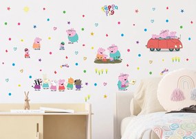Dětská samolepka na zeď Prasátko Peppa Rodinná Jízda | 42.5 x 65 cm | DDKM1665