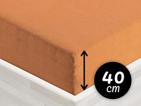 Froté napínací prostěradlo na extra vysokou matraci FR-022 Okrové 90 x 220 - výška 40 cm