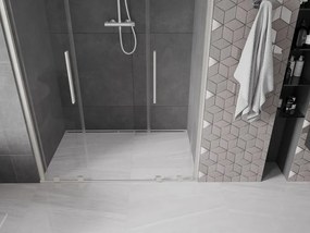 Mexen Velar Duo, posuvné sprchové dveře do otvoru 160 cm, 8mm čiré sklo, broušená ocel, 871-160-000-02-97