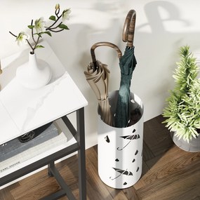 HOMCOM Stojan na deštníky, ocel, tvar sloupu, vyjímatelná spodní přihrádka, Ø17 x 41H cm, bílá