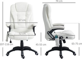 Kancelářská židle Vinsetto s vibračním masážním systémem, ergonomická židle s vyhříváním, sklápěcí funkce, výškově nastavitelná exekutivní židle s dá…