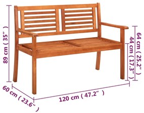 vidaXL Marketos 2místná zahradní lavice s poduškou 120 cm masivní eukalyptus