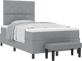 Postel s boxspringem s čelo Světle šedá 120 x 190 cm textil 3344128