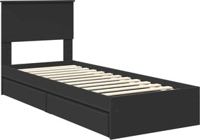 Postel s úložným prostorem Černá 75 x 190 cm Kompozitní dřevo 3410848