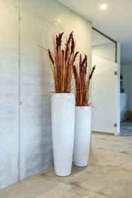 Exkluzivní květináč CAVITA, sklolaminát, výška 97 cm, bílý mramor, lesk