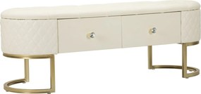 Lavice Sharon 120 cm s úložným prostorem ekokůže bílá/zlatá