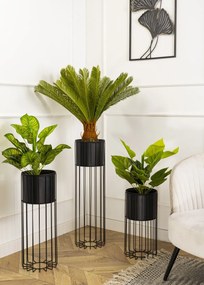 KOVOVÝ KVĚTINÁČ SE STOJÁNEM GLAM 42X20 CM ČERNÁ