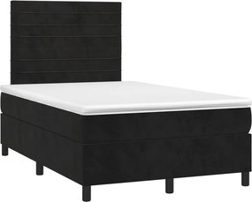 Box spring postel s matrací a LED černá 120x200 cm samet 3136175
