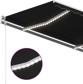 Automatická markýza LED a senzor větru 400x350 cm antracitová 3068994