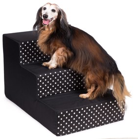 Iridog Schody pro psy STEPPIE no.4 černé s puntíky v42 x š45 x d70 cm
