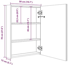 vidaXL Marketos LED koupelnová skříňka se zrcadlem 50 x 13 x 70 cm
