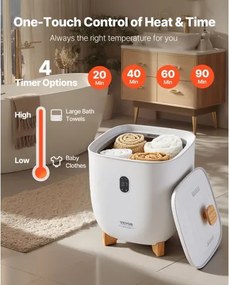 25 L vědro ohřívače ručníků s LED obrazovkou Spodní vyhřívací sloupky Timer Bílá
