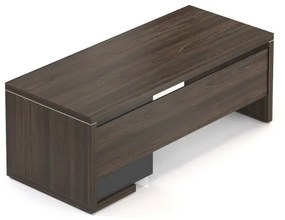 Stůl Lineart 200 x 85 cm + pravý kontejner a krycí panel / Jilm světlý a bílá