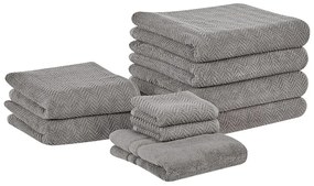 Sada 9 bavlněných ručníků šedé MITIARO Beliani