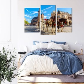 Vícedílný obraz Koňské Povozy Na Náměstí V Krakově Nedostatek Nedostatek Plátno Canvas 120x80