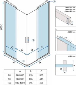 Rea Montana Double, sprchová kabina s posuvnými dveřmi 80x80cm, zlatá matná, REA-K6695