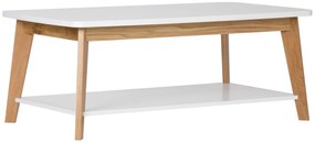 Bílý konferenční stolek Woodman Kensal Nordic s dubovou podnoží 115x65 cm