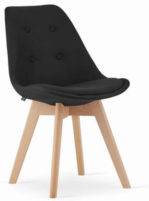Set dvou jídelních židlí NORI černé s knoflíky (hnědé nohy) 2ks