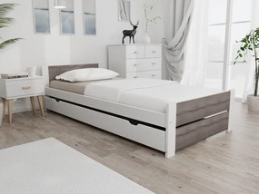 Postel IKAROS DOUBLE 80 x 200 cm, bílá/dub lanýž Matrace: Matrace Coco Maxi 20 cm, Rošt: Bez roštu