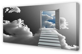 Obrazy na plátně Schody mraky dveře 125x50 cm