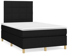 Box spring postel s matrací a LED černá 120x190 cm textil