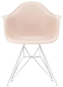 Eames Plastic Armchair DAR bíle lakovaná světle růžová černé na tvrdou podlahu Vitra