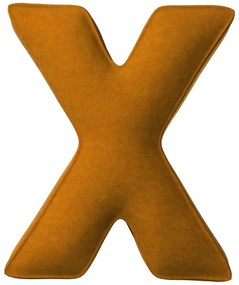 OnaDnes -20% Yellow Tipi Cihlově oranžový sametový polštář písmeno X 40 cm
