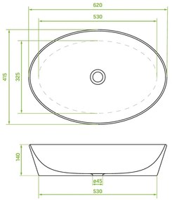 Laveo Desna, umyvadlo na desku 620x415x140 mm, bílá lesklá, LAV-VUD_6262