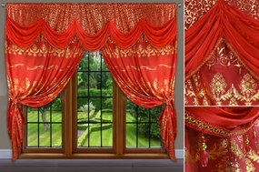 Fliying Luxusní hotové kusové záclony - Donatella červená 300x250 cm