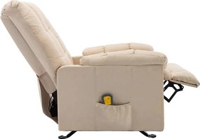 Masážní polohovací křeslo krémové textil 321419