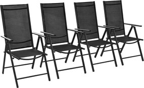 vidaXL Skládací zahradní židle 4 ks hliník a textilen [41731] Barva: Černá