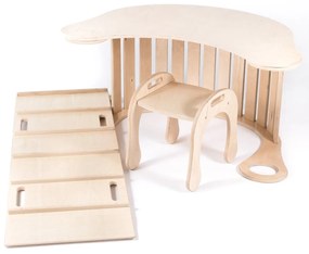 Montessori dřevěná houpačka - set se stolečkem a stoličkou