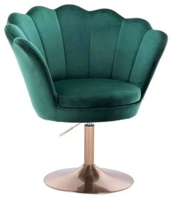 LuxuryForm DESIGN Otočné křeslo FREY VELUR na zlatém talíři - zelené