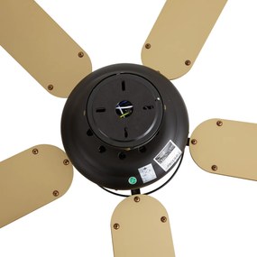 Stropní ventilátor černý s béžovou 130 cm s tahovým spínačem - Mistral Magna