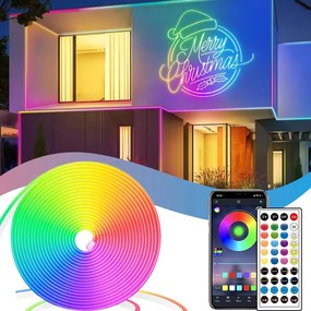 10 m Led pásek Rgb Neon Flex 24V Aplikace Bluetooth Dálkový Ovladač Napájecí zdroj IP65