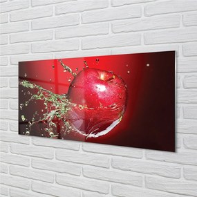 Obraz na skle jablko kapky 140x70 cm