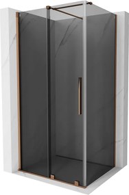 Mexen Velar, sprchový kout s posuvnými dveřmi 110 x 90 cm, 8mm šedé sklo, růžové zlato, 871-110-090-41-60