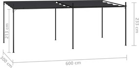 vidaXL Marketos Altán se zatahovací střechou 600 x 300 x 233 m antracitový
