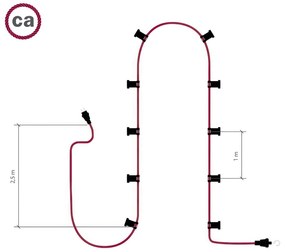 creative cables Hotový světelný řetěz LUMET 12,5 m je sestavený z 10 bílých objímek, háčku a zástrčky Barva kabelu: Růžová - CM16