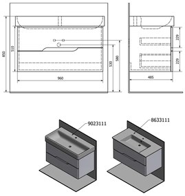 Sapho MEDIENA umyvadlová skříňka 96,5x50,5x48,5cm, bílá mat/dub natural, MD102